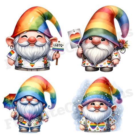 Lgbtq Pride Gnome Watercolor Clipart Rainbow Gnome Clipart Pride