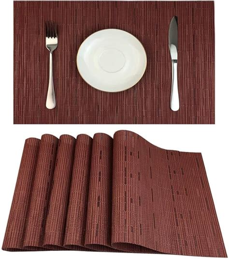 Red A Placemats Set Of 6 For Dining Table Heat Resistant
