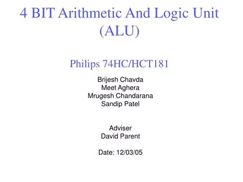 ppt 4 bit arithmetic and logic unit alu philips 74hc hct181 powerpoint presentation id 6016648