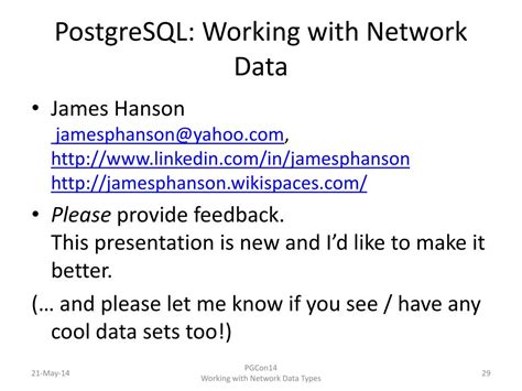 Ppt Postgresql Workshop Working With Network Data Powerpoint Presentation Id1593798