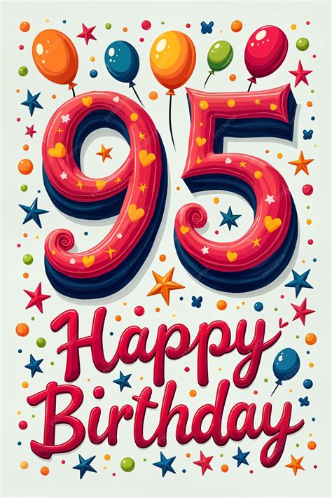 95th Birthday Card Colorful Birthday Card With The Number 95