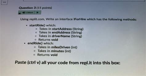 Solved Question 3 15 Points Listen Using Write