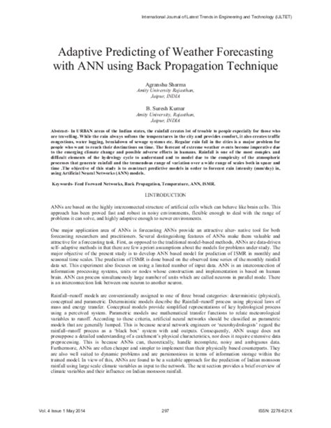 Pdf Adaptive Predicting Of Weather Forecasting With Ann Using Back