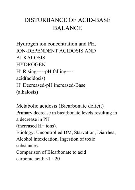 Solution Disturbance Of Acid Base Balance Studypool