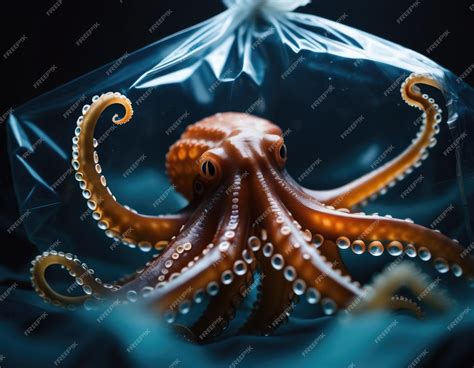 Premium Ai Image Octopus In A Plastic Bag Natural Environmental Disaster Ai Illustration