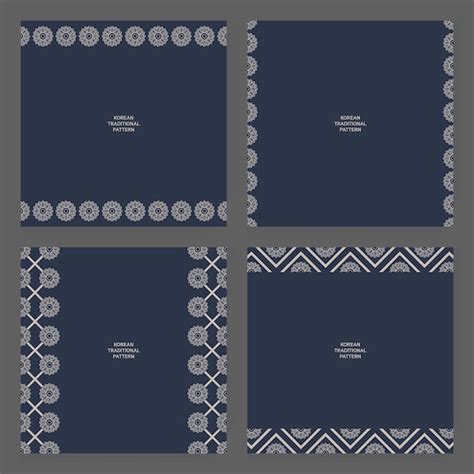 다양한 전통적인 한국 패턴과 프레임의 컬렉션 프리미엄 벡터