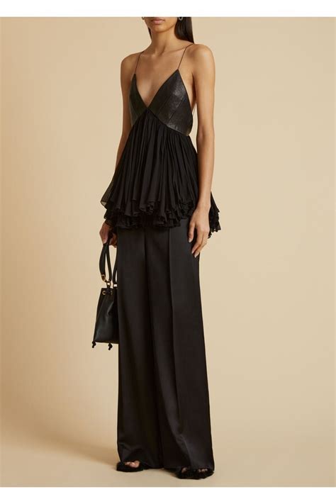 Khaite The Anita Top In Leather Black Editorialist