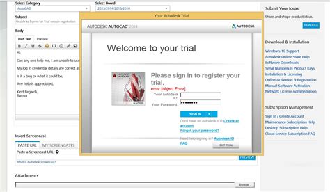 unable to sign in for trial version registration autodesk community