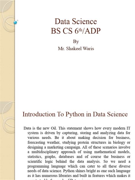 data science lecture no 5 pdf data science data