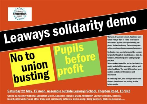 Solidarity With Striking Leaways Teachers In Hackney London Retired Members