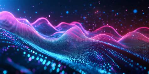A Futuristic 3d Background Featuring An Enormous Neon Waveform Stretching Across An Infinite
