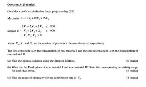 Question 3 20 ﻿marks Consider A Profit Maximization