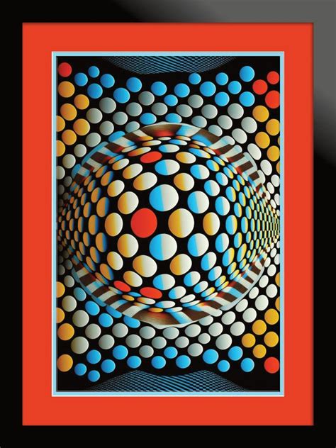Spherical Spectrum Retro Op Art Print Poster Etsy
