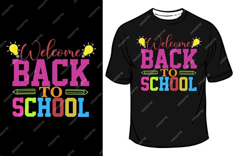 학교 타이포그래피 티셔츠 디자인에 오신 것을 환영합니다 프리미엄 벡터
