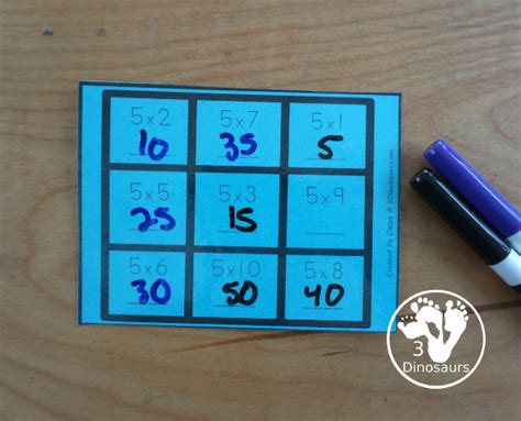 Free Multiplication Tic Tac Toe Printable 3 Dinosaurs