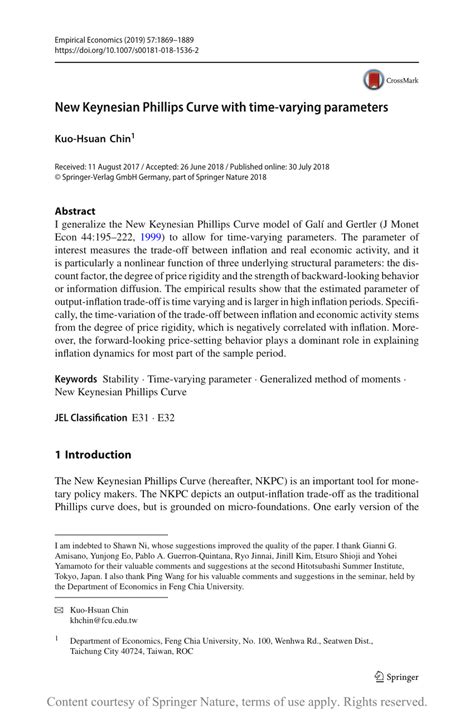 New Keynesian Phillips Curve With Time Varying Parameters