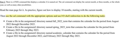 Solved Part 2 There Is A Unix Command That Displays A