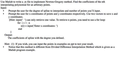 Use Matlab To Write A M File To Implement Chegg Com