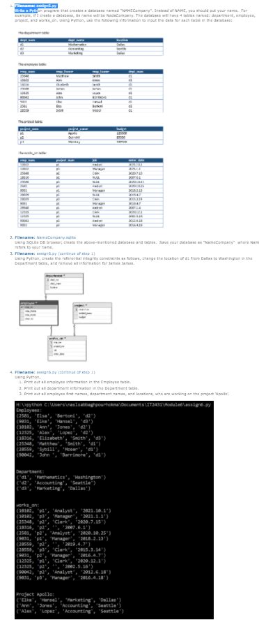 Solved Write Python Program That Creates Databasamd Ae