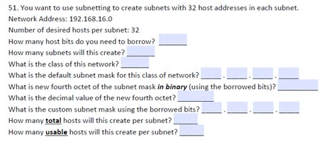 Solved You Want To Use Subnetting To Create Subnets With Chegg Com