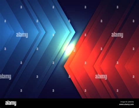 Abstract Technology Digital Connection Concept Red And Blue Triangles Arrows Lighting Effect On