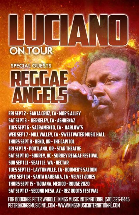 Luciano And Reggae Angels Touring The Western Us And Canada September 2016