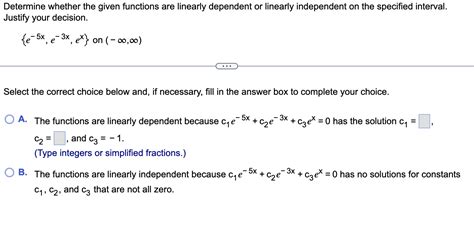 Solved Determine Whether The Given Functions Are Linearly