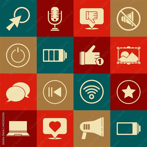 Set Battery Charge Level Indicator Star Picture Landscape Dislike Speech Bubble Power Button