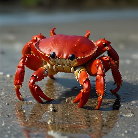 A Crab That Is On A Wet Surface Premium Ai Generated Image A Crab That Is On A Wet Surface Premium Ai Generated Image