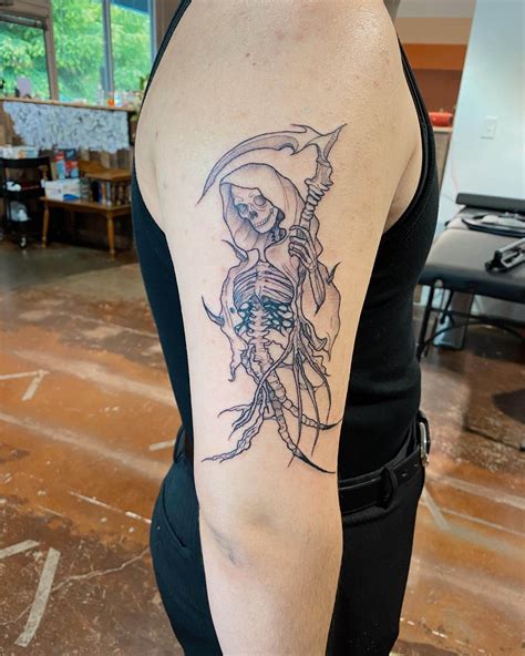 Minimalist Grim Reaper Tattoos Small Stylish Symbolism In Small Size