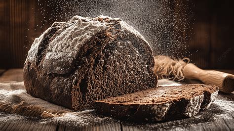 소박한 나무 어두운 배경에 밀가루를 뿌린 검은 호밀 빵 덩어리 빵 검은색 호밀 배경 일러스트 및 사진 무료 다운로드 Pngtree