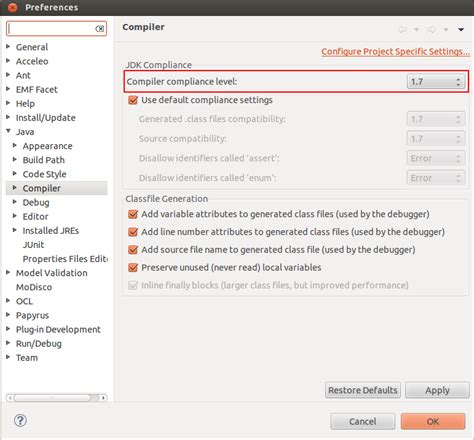 Java Jre Compliance Level Mismatch Between Workspace And New Project