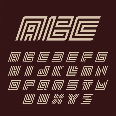 Digital Vector Alphabet Isolated Abstract Technology Font Microchip