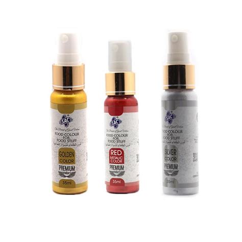 Set Of 3 Icing Colors Red Metallic Golden And Silver Colour