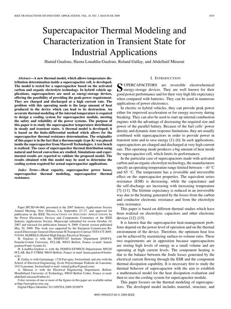 Pdf Supercapacitor Thermal Characterization In Transient State