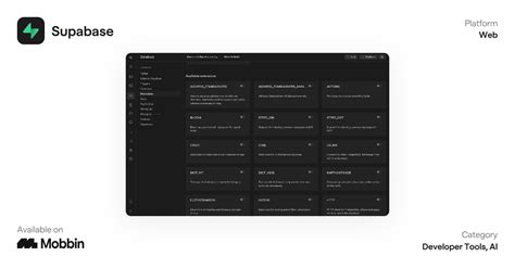 supabase web available extensions mobbin