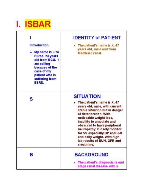 Isbar Handoff Communication Pdf