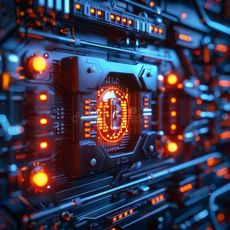 Cybersecurity Concept With Glowing Padlock On Circuit Board Stock