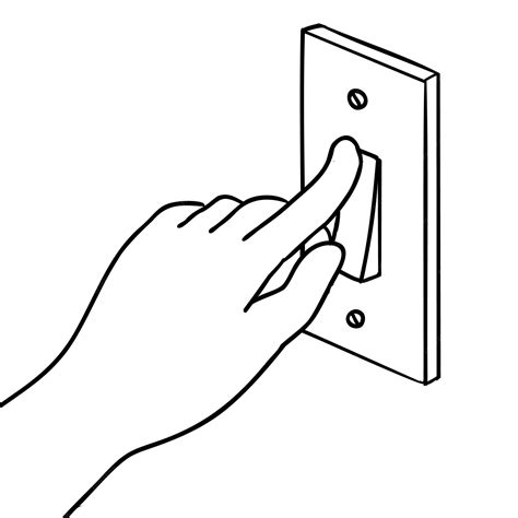 premium photo hand turning on and off light switch line drawing