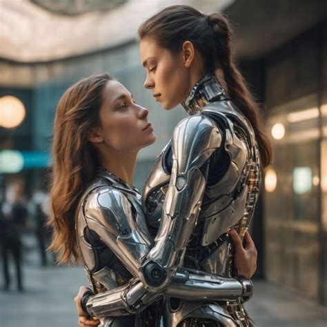 Premium Photo The Embrace Of Two Lovers Pose Of Humanoid Female And