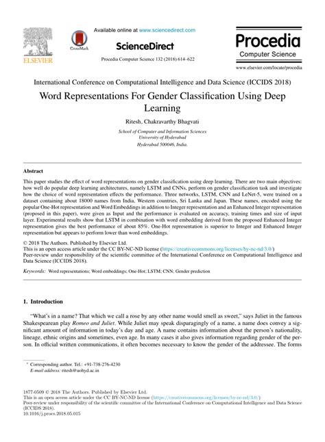 Pdf Word Representations For Gender Classification Using Deep Learning