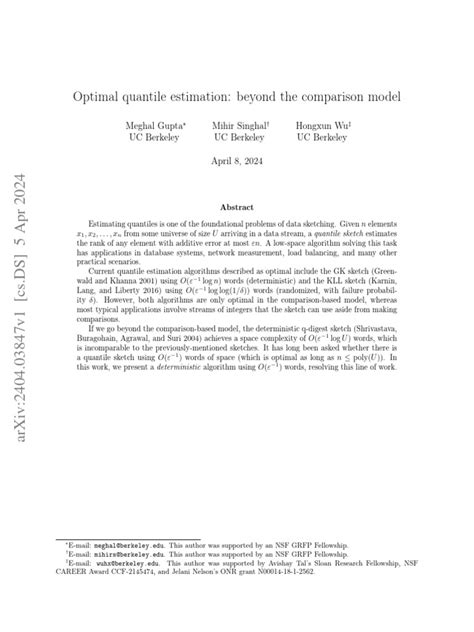 Optimal Quantile Estimation Pdf Quantile Logarithm