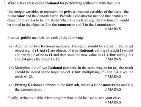 Solved 3 Write A Java Class Called Rational For Performing