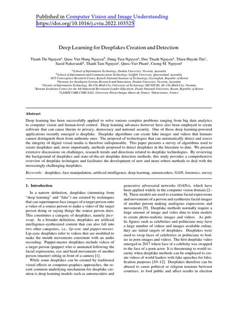 Deepfake Elsevier Cviu Pdf Deep Learning Artificial Neural Network