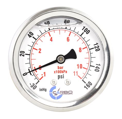 Carbo Instruments 1 12 Pressure Gauge Stainless Steel Case Chrome Plated Brass Connection