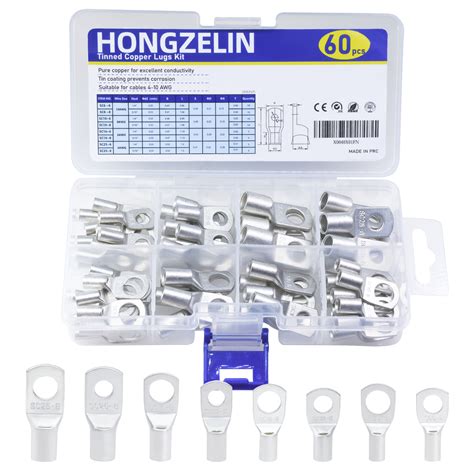 Autoxbert 140pc Car Audio Video Copper Wire Ring Terminals Lug Bare Battery Connectors Kit