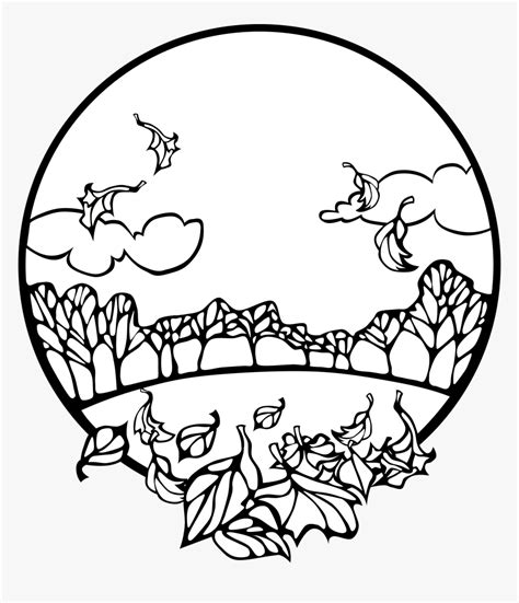Fall Drawing Outline Autumn Clipart Black And White Hd Png Download