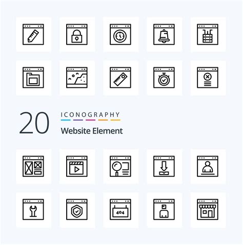 20 Website Element Line Icon Pack Like Download Arrows Interface Web Page 19718718 Vector Art At