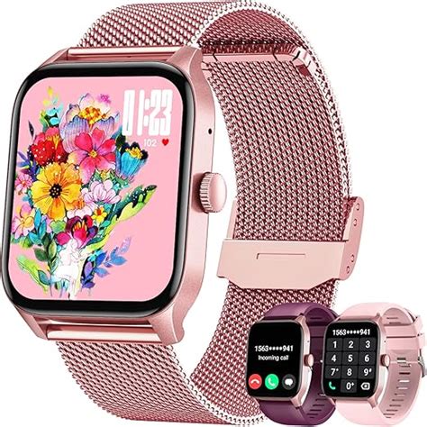 Amazon Com Smart Watches For Women Android Ios Phones Pink Smartwatch For Women