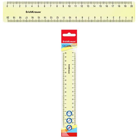 Линейка 20см пластиковая ЕК Pastel, желтая арт.49546 (Ст.1/20)